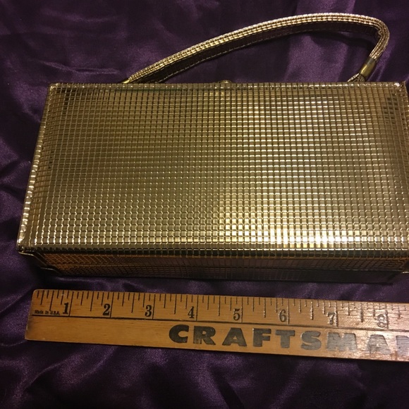 Vintage | Bags | Vintage Gold Vinyl And Metal Box Purse Euc | Poshmark